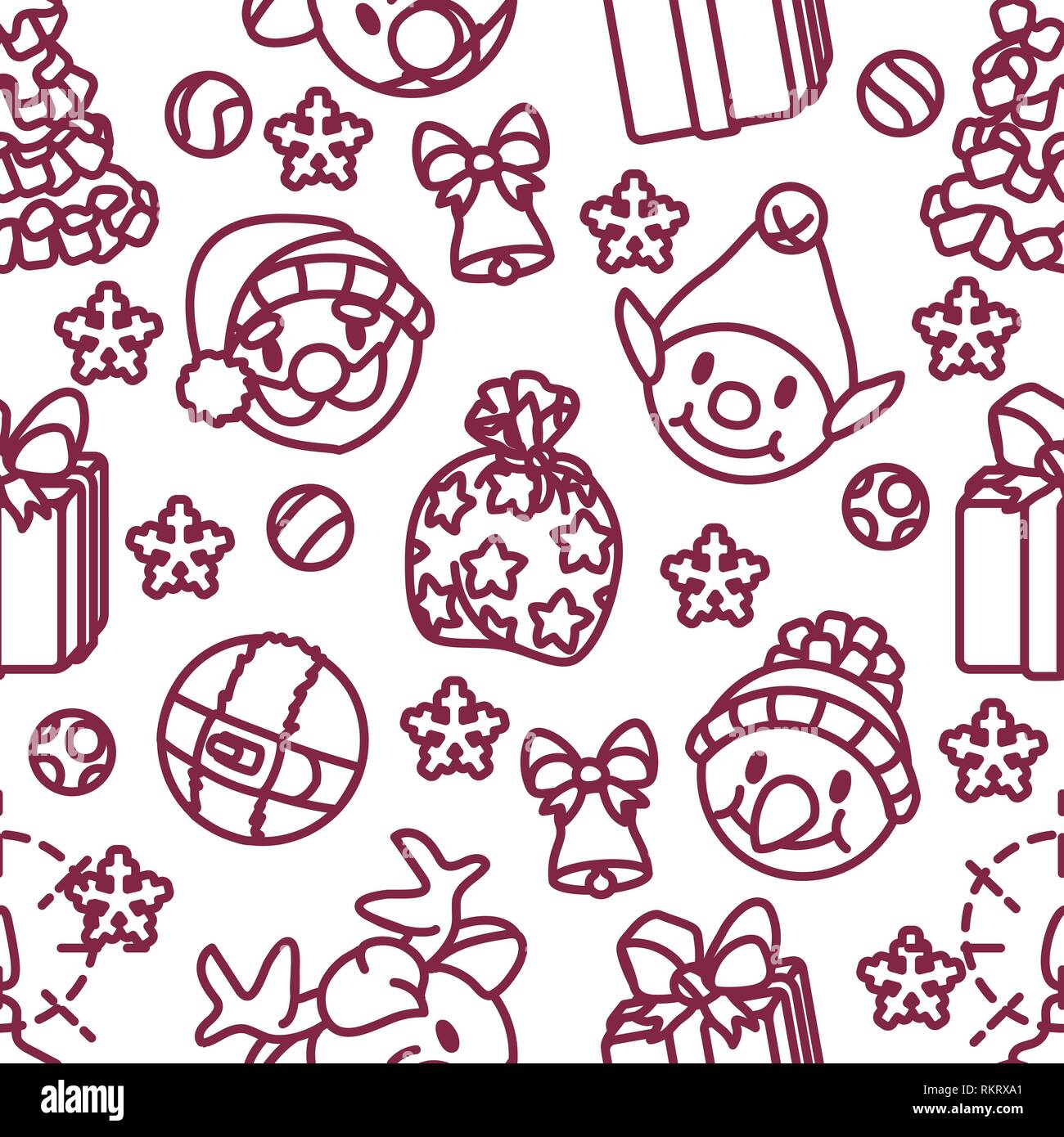 vector christmas seamless pattern line paper art Stock Vector Image ...