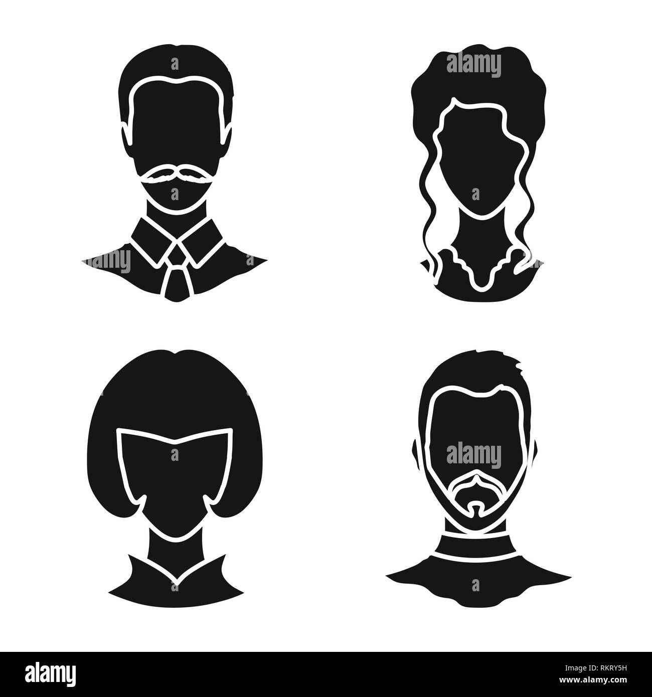 Vector illustration of character and profile icon. Collection of ...