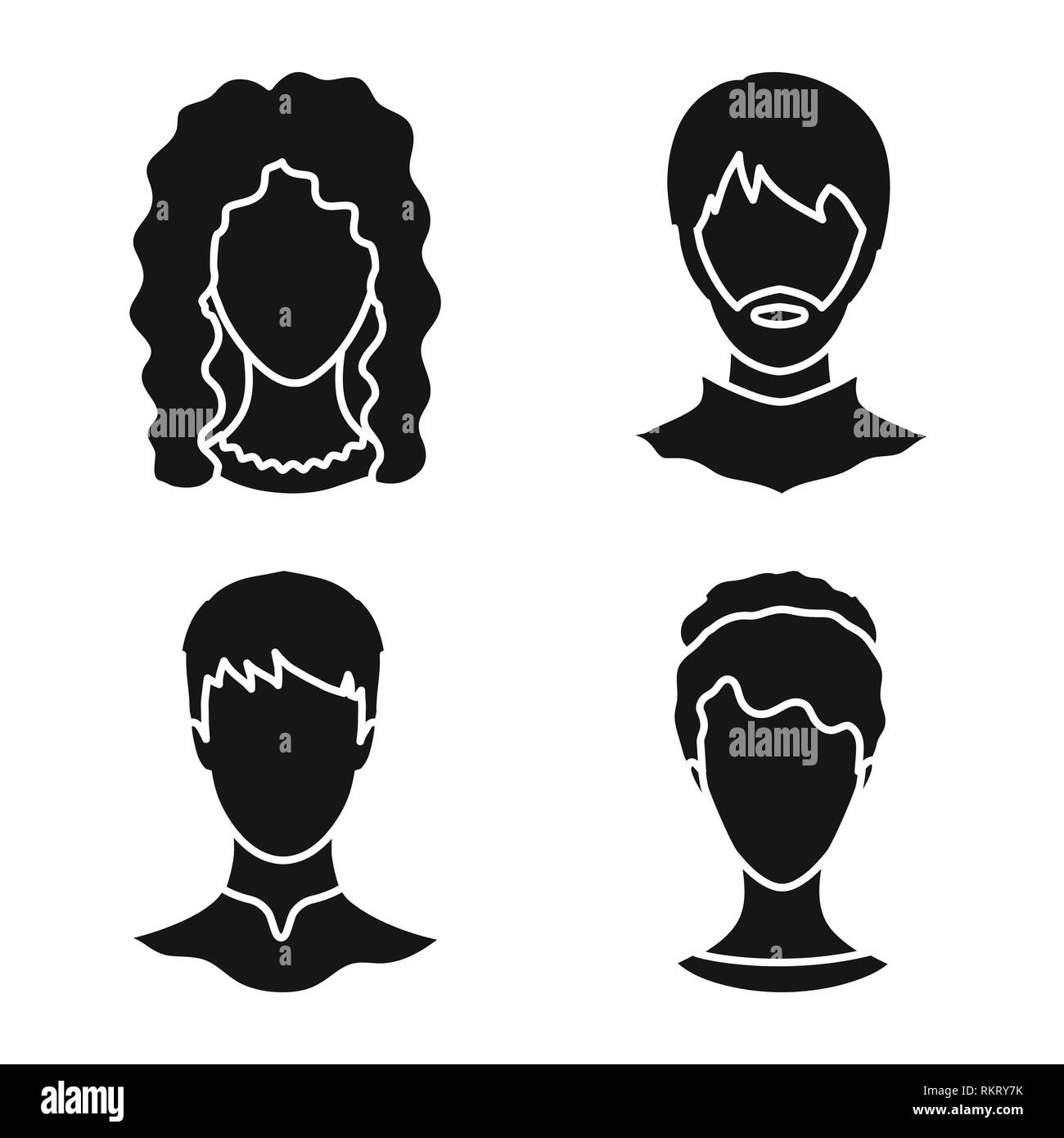 Isolated object of character and profile symbol. Collection of ...