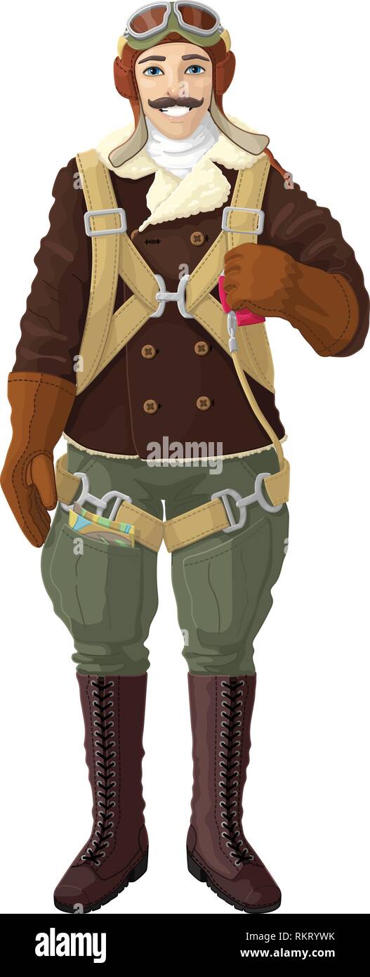 vector pilot cartoon character. retro airman art Stock Vector Image ...