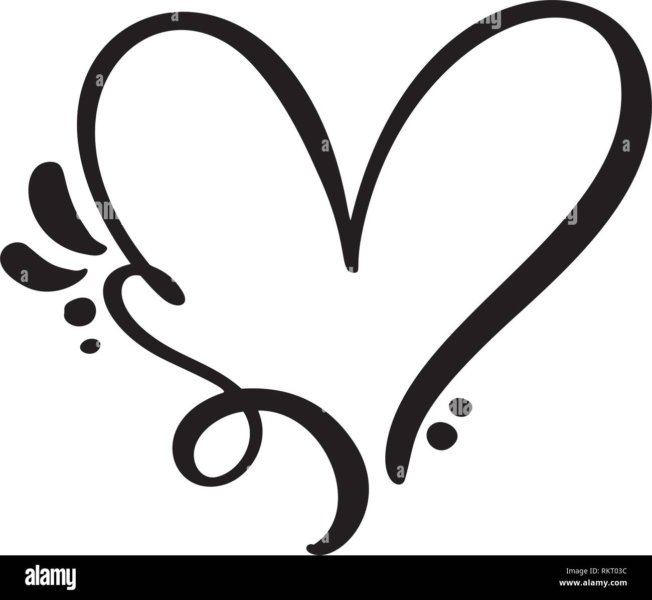 Vintage Calligraphic love heart sign. Vector Romantic illustration ...