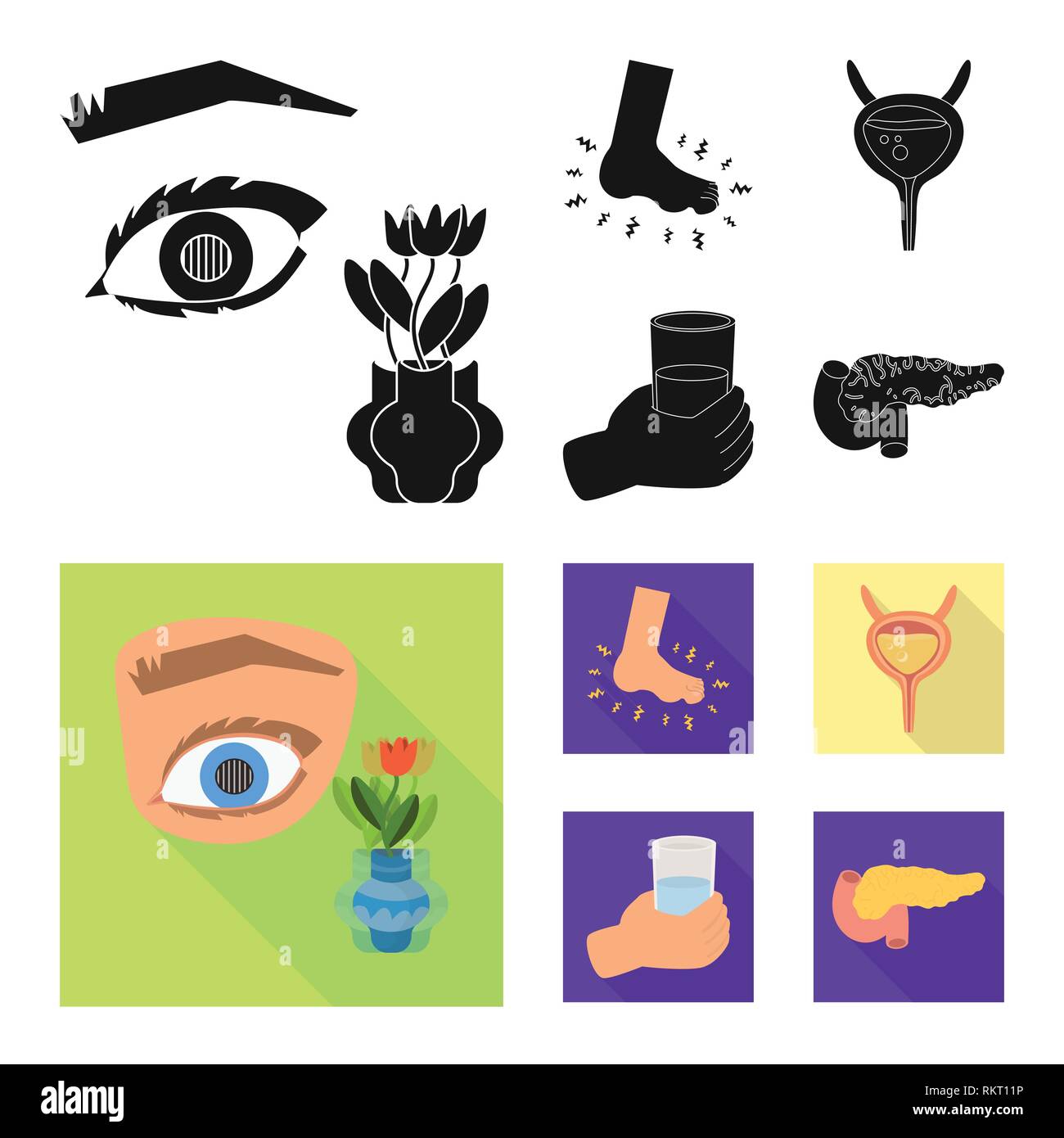 Isolated object of diet and treatment icon. Set of diet and medicine ...