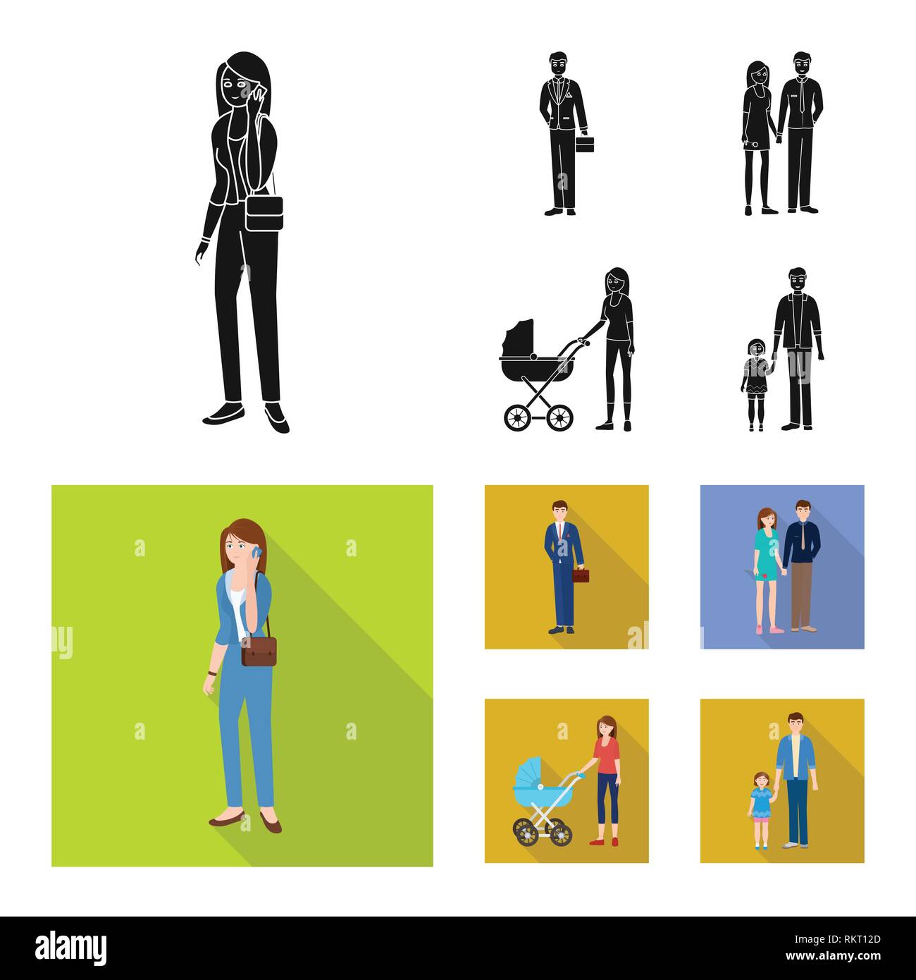Vector illustration of character and avatar sign. Collection of ...