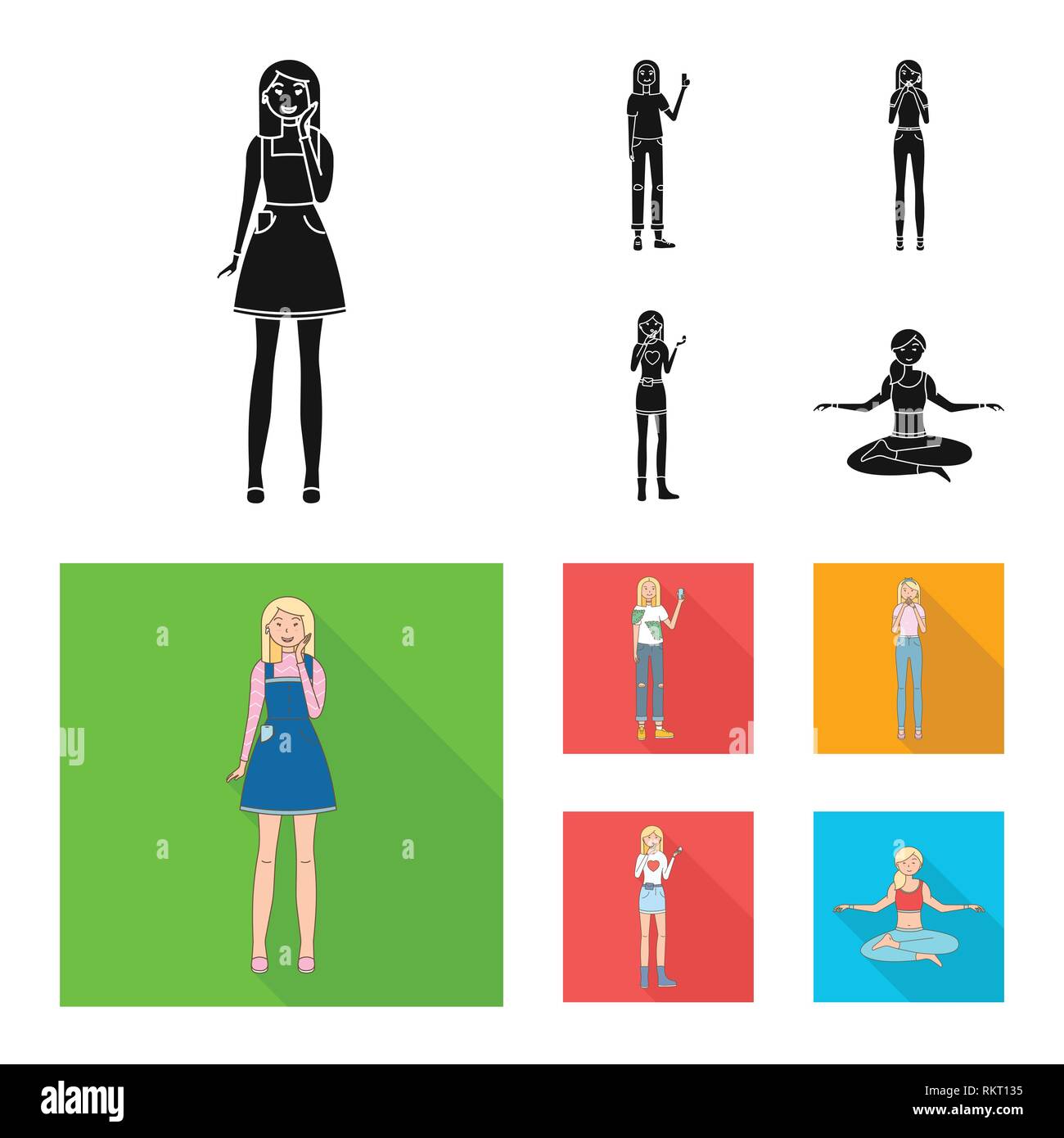 Vector design of posture and mood symbol. Set of posture and female ...
