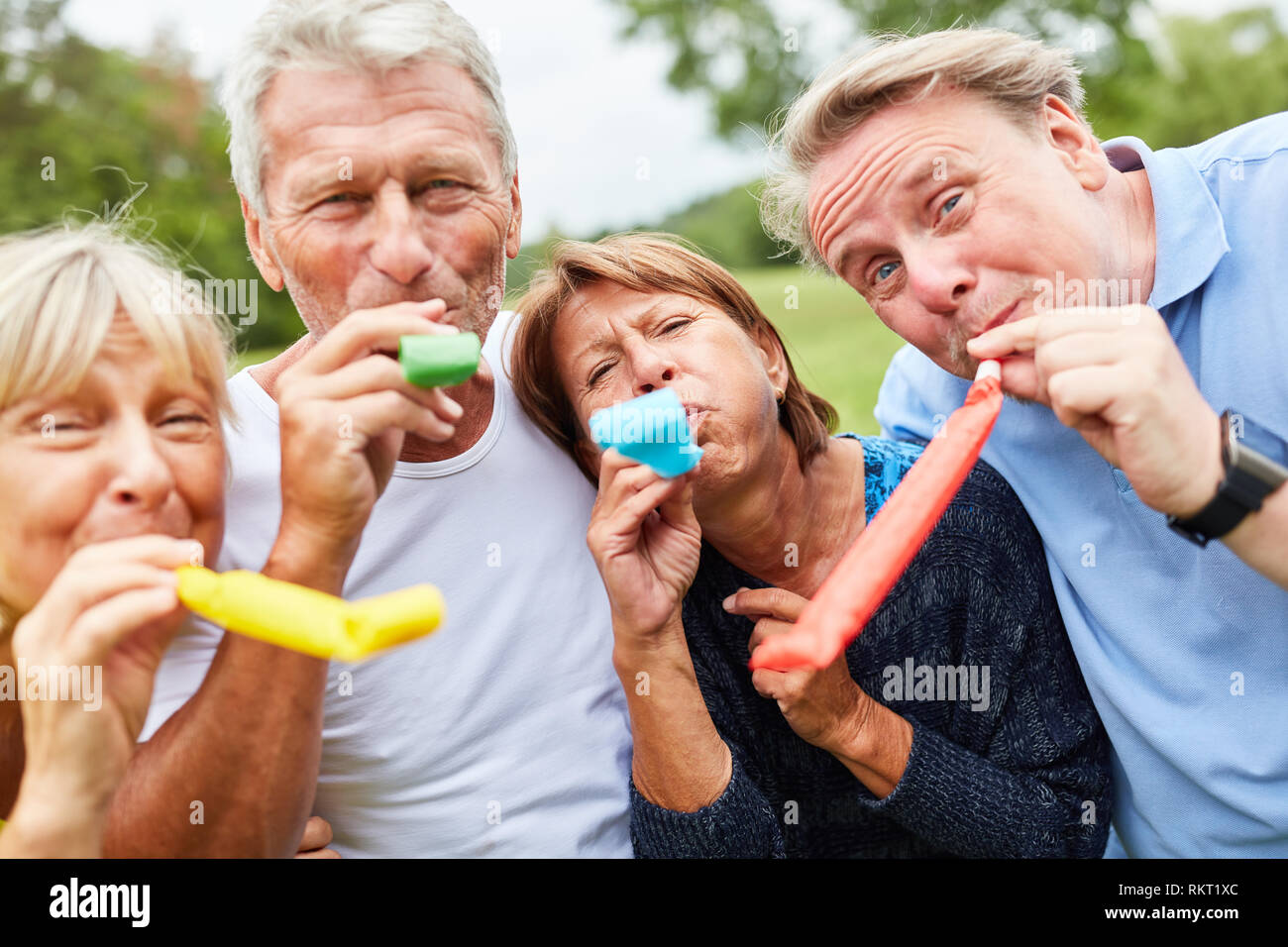 Seniors with a squirrels celebrate a birthday party together in the ...