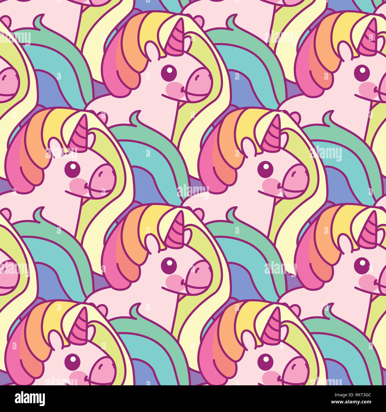 vector rainbow unicorn seamless pattern wall art Stock Vector Image ...