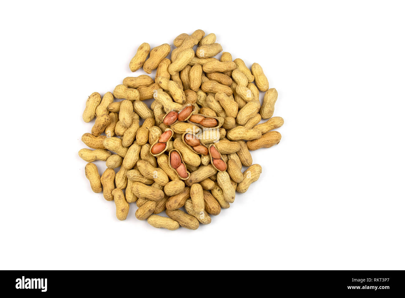 Peanut unpeeled or peeled closeup isolated on white background Stock ...
