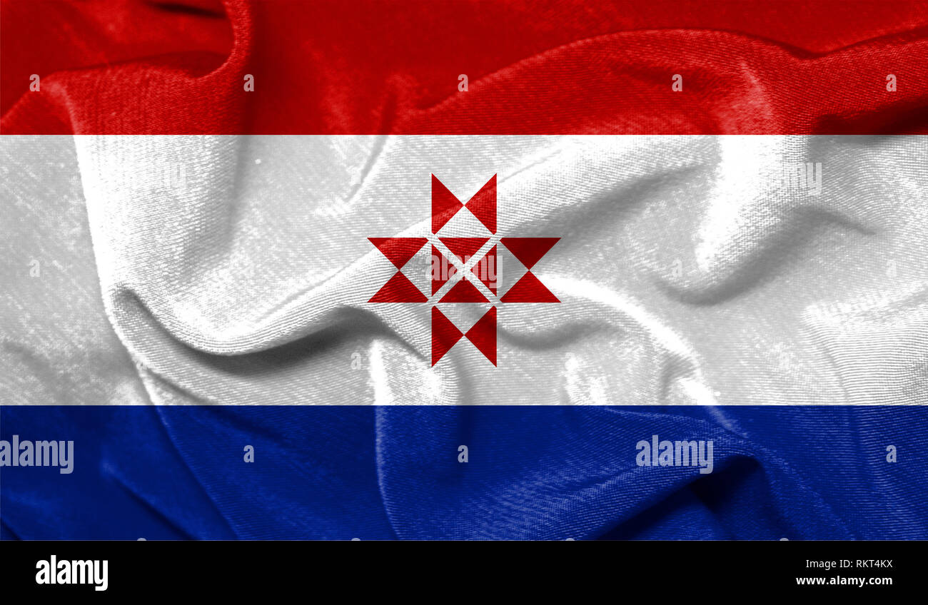 Realistic flag of Mordovia on the wavy surface of fabric Stock Photo ...