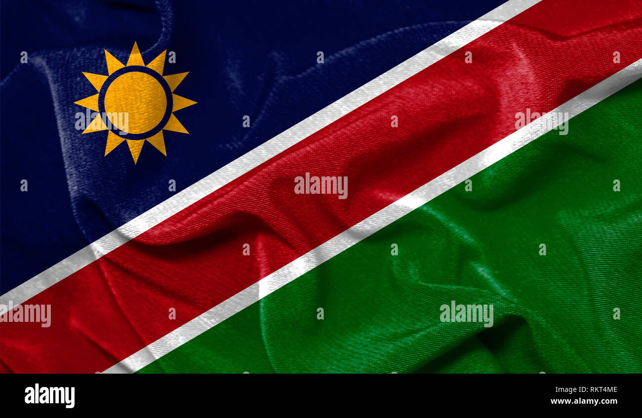 Realistic flag of Namibia on the wavy surface of fabric Stock Photo - Alamy