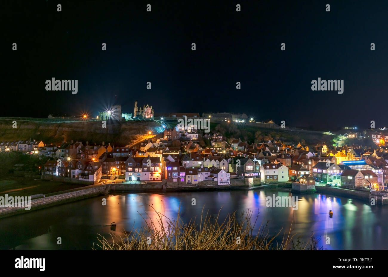 Whitby abbey lit up at night hi-res stock photography and images - Alamy
