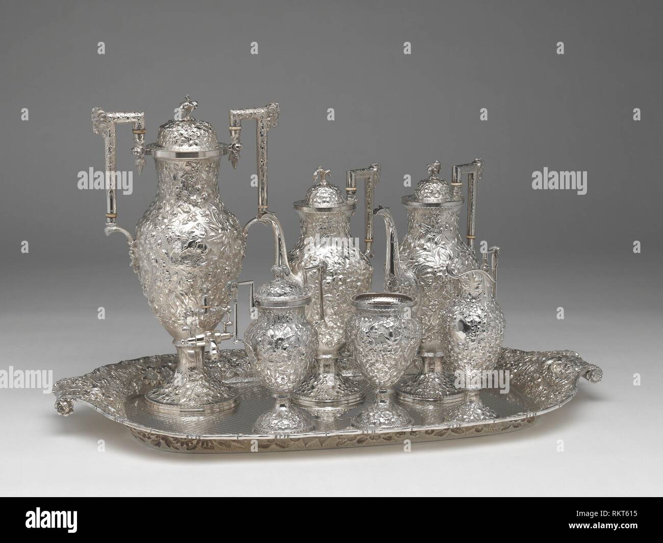 Silver tea pot and tray hi-res stock photography and images - Alamy