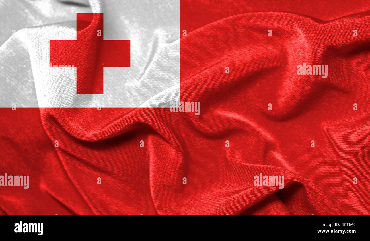 Realistic flag of Tonga on the wavy surface of fabric Stock Photo - Alamy