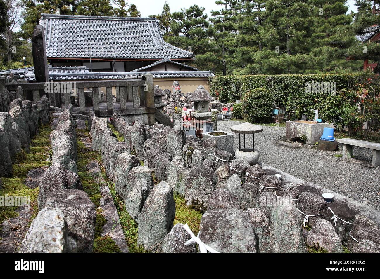 Kyoto, Japan - small jizo statues at famous Daitokuji (Daitoku-ji) Temple. Buddhist zen temple ...