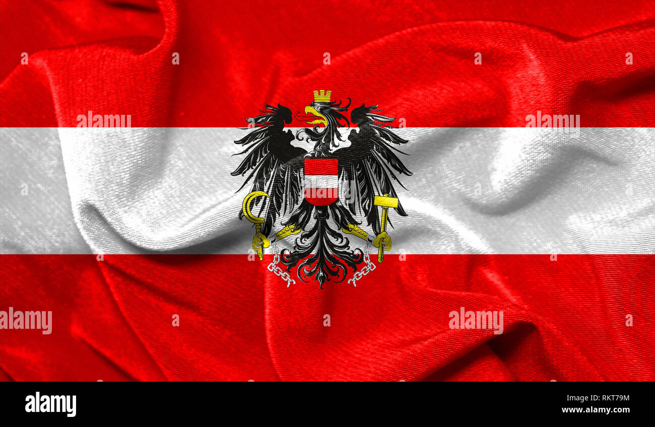 Realistic flag of Austria on the wavy surface of fabric Stock Photo - Alamy