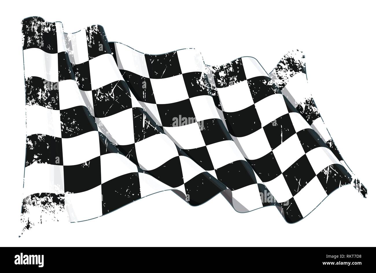 Vector textured grunge illustration of a motor race waving finish ...