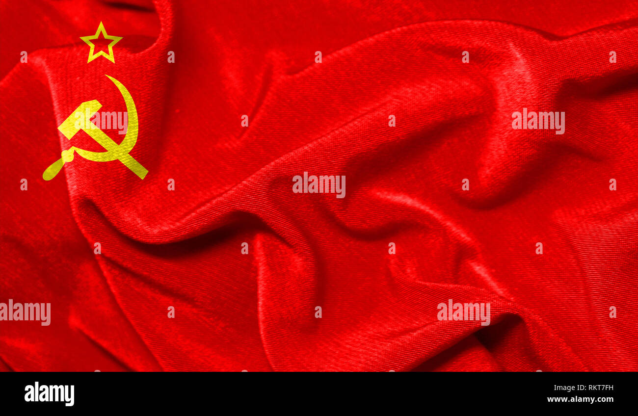 Realistic flag of USSR on the wavy surface of fabric Stock Photo - Alamy