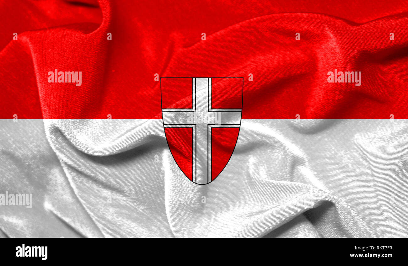 Realistic flag of Vienna on the wavy surface of fabric Stock Photo - Alamy