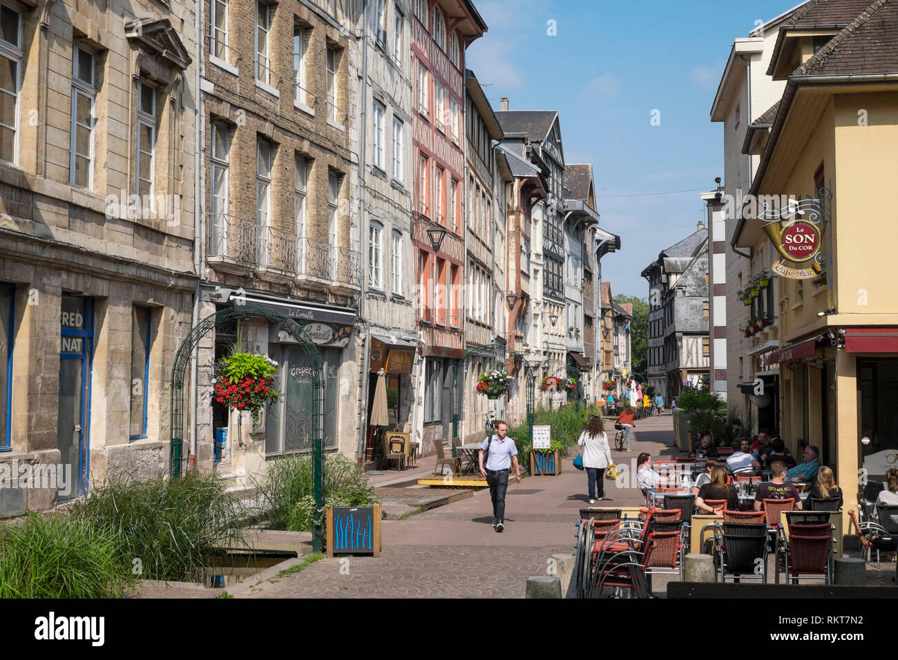Rouen (Normandy, northern France): " rue Eau-de-Robec " street in the ...