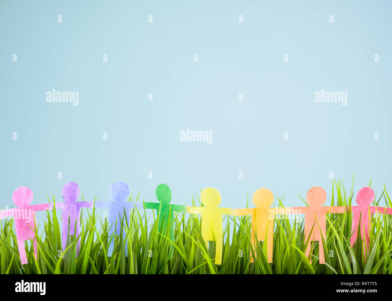 colorful people chain made of paper, green and ecology concept Stock ...