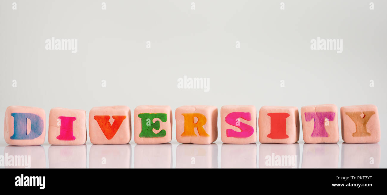 diversity concept colorful text Stock Photo - Alamy