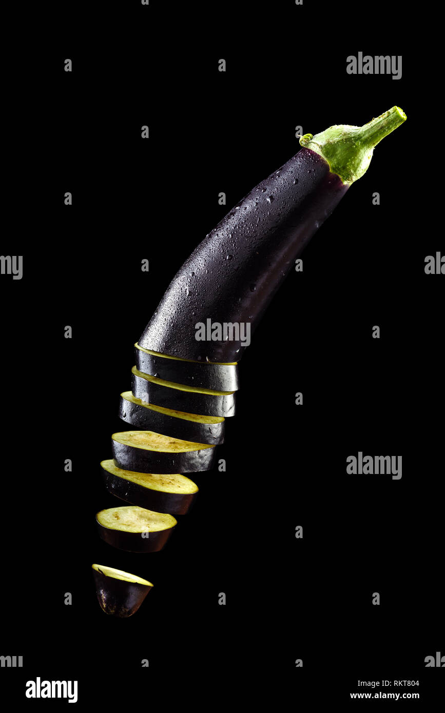 Creative concept with flying vegetables on an black background. Levity ...