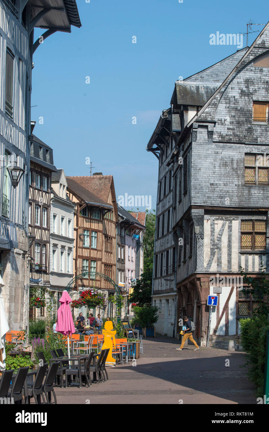 Rouen (Normandy, northern France): " rue Eau-de-Robec " street in the ...