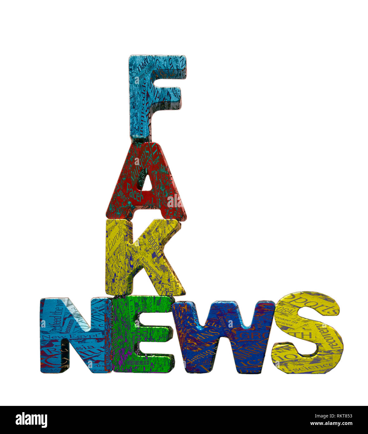 FAKE NEWS with wooden letters isolated Stock Photo - Alamy