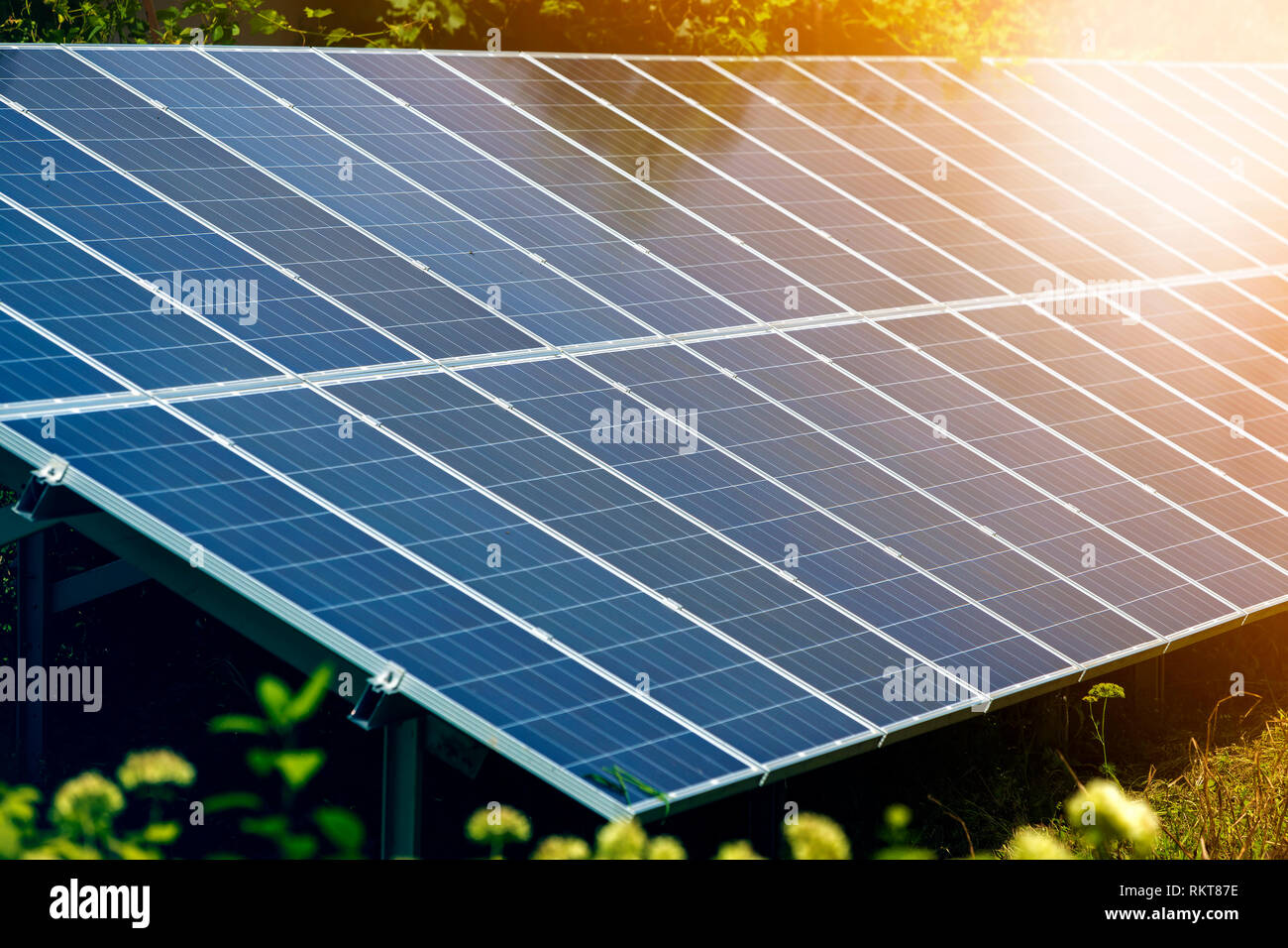 Close-up surface of lit by sun modern saving efficient stand -alone ...