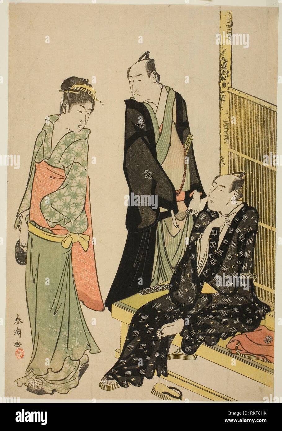 The Actors Onoe Matsusuke I and Ichikawa Omezo I at a Teahouse - c. 1780/1801 - Katsukawa ...