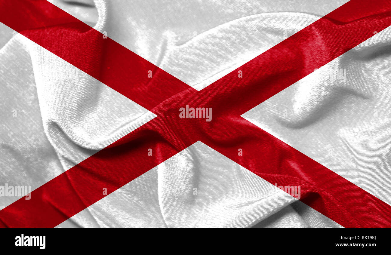 Realistic flag State of Alabama on the wavy surface of fabric Stock ...