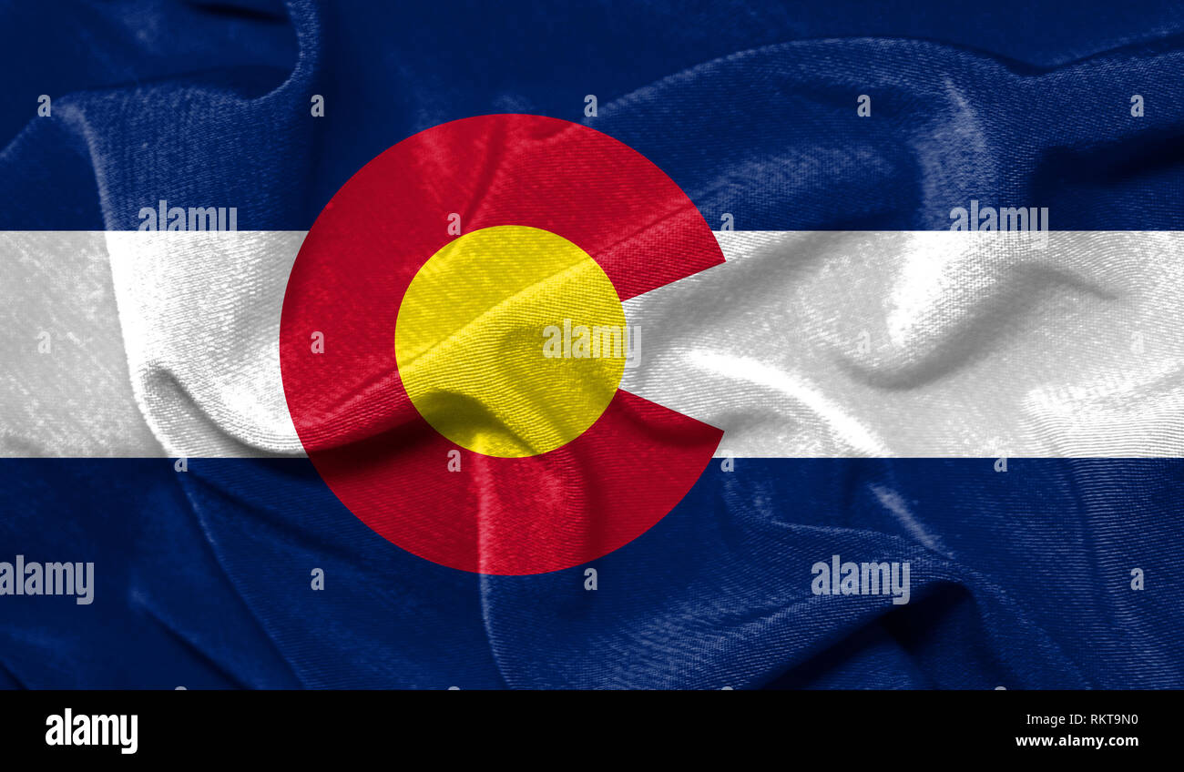 Realistic flag State of Colorado on the wavy surface of fabric Stock ...