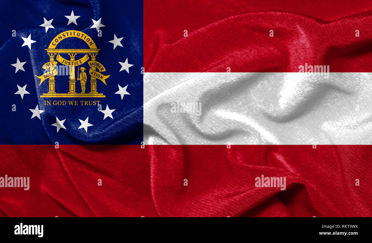 Realistic flag State of Georgia on the wavy surface of fabric Stock ...