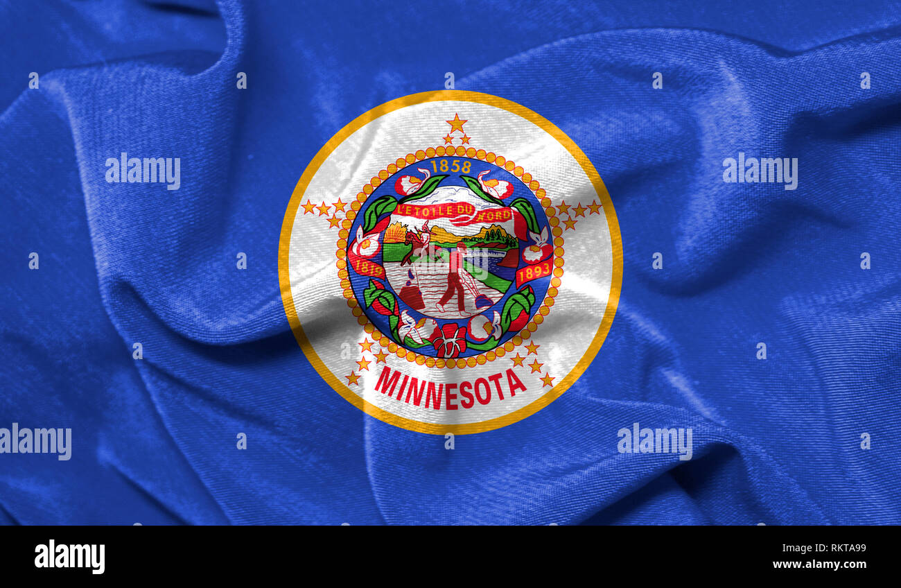 Realistic flag State of Minnesota on the wavy surface of fabric Stock ...