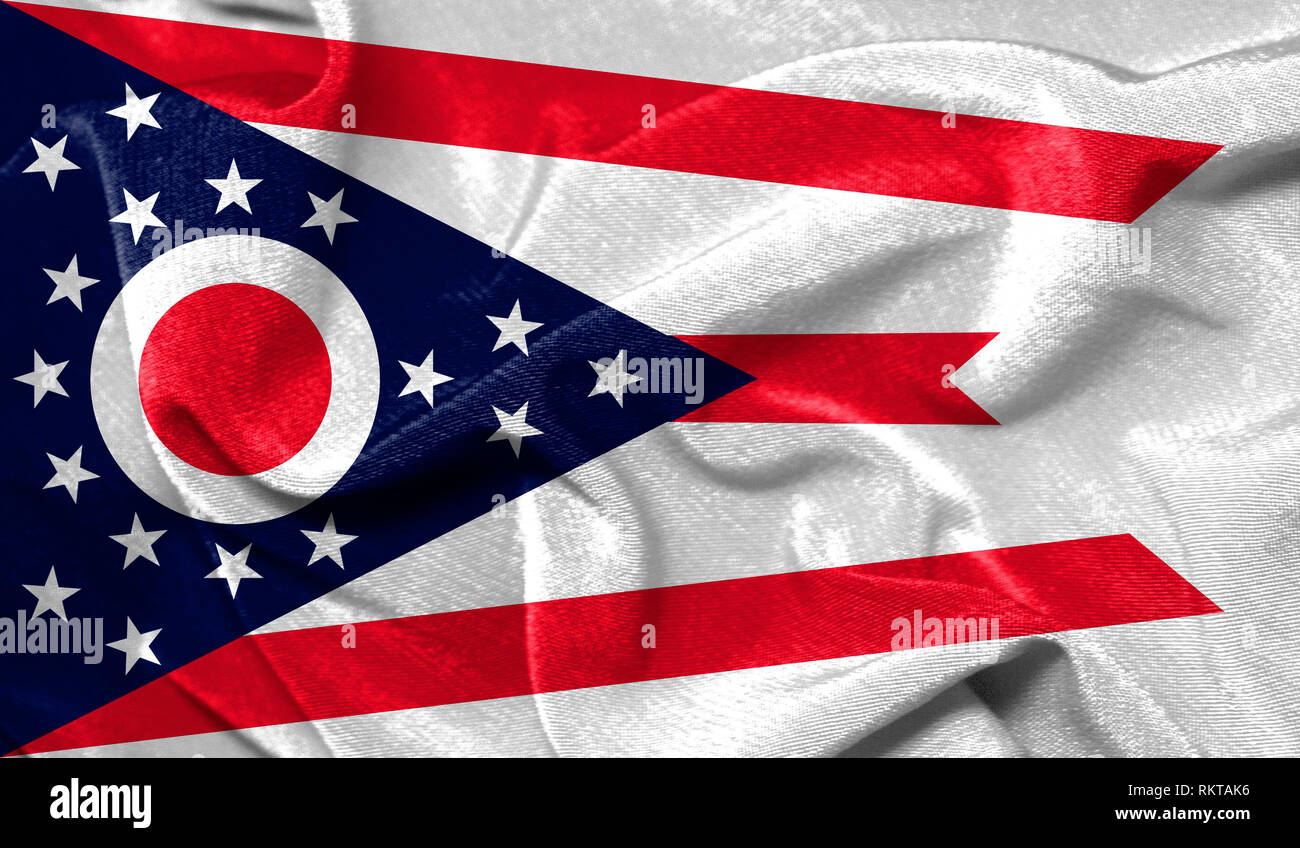Realistic flag State of Ohio on the wavy surface of fabric Stock Photo ...