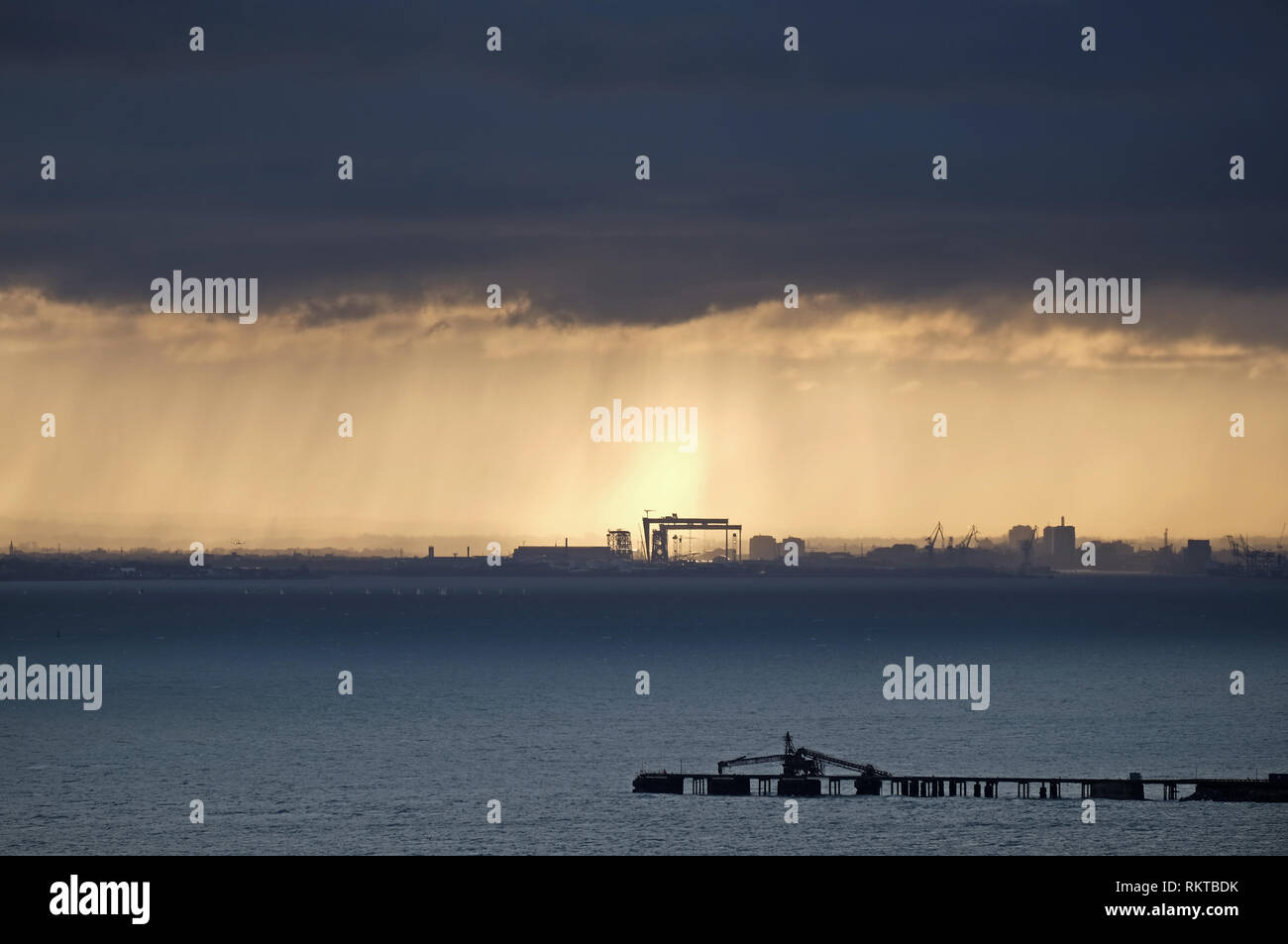 Belfast Harbour & Irish Salt Mines jetty (foreground Stock Photo - Alamy