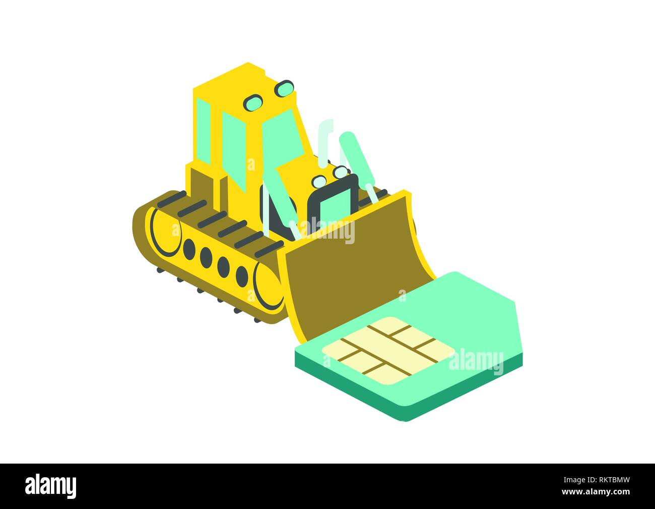 Cartoon Bulldozer Pushing Dirt