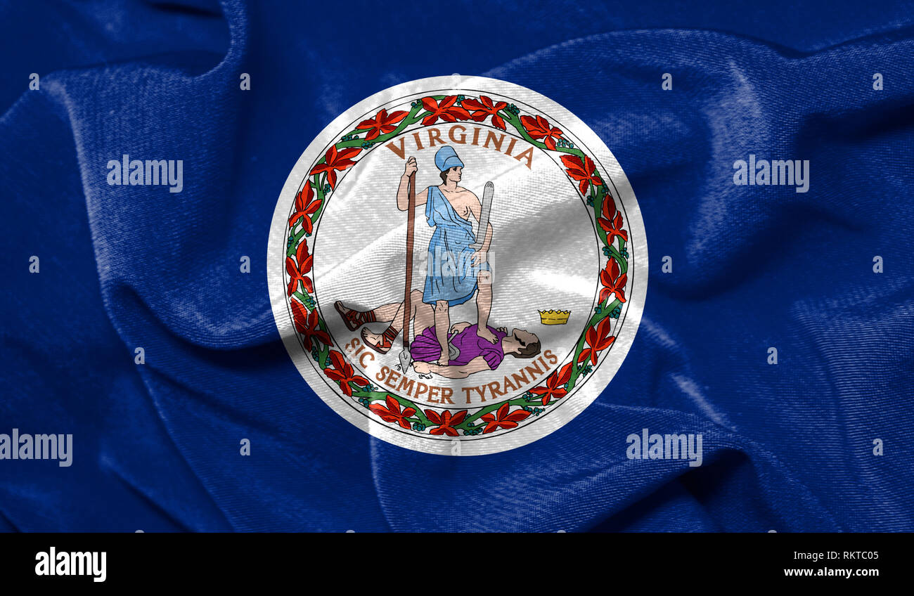Realistic flag State of Virginia on the wavy surface of fabric Stock ...
