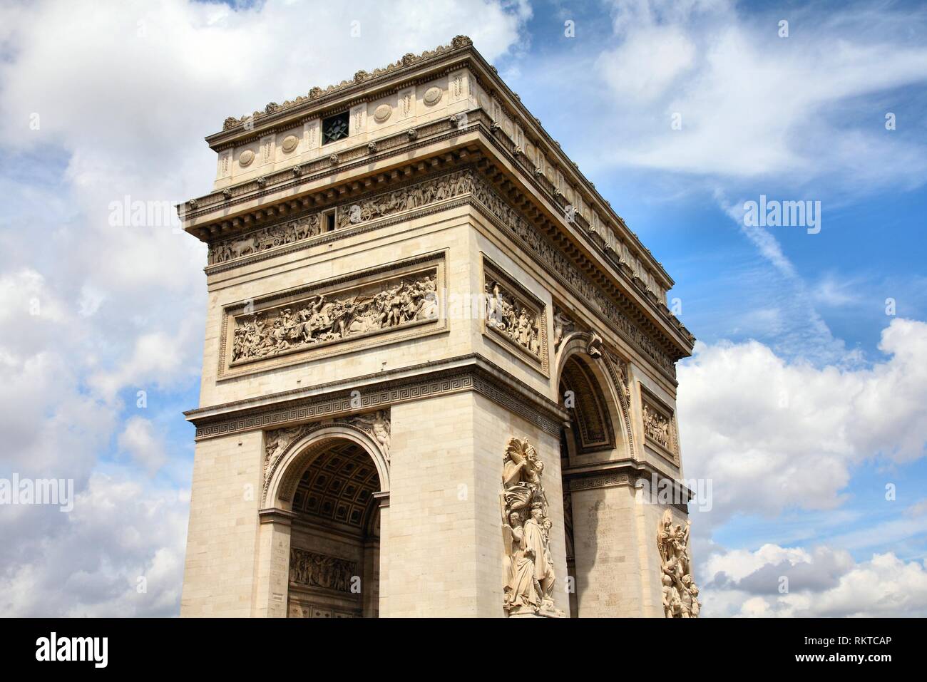 Paris, France - famous Triumphal Arch located at the end of Champs ...