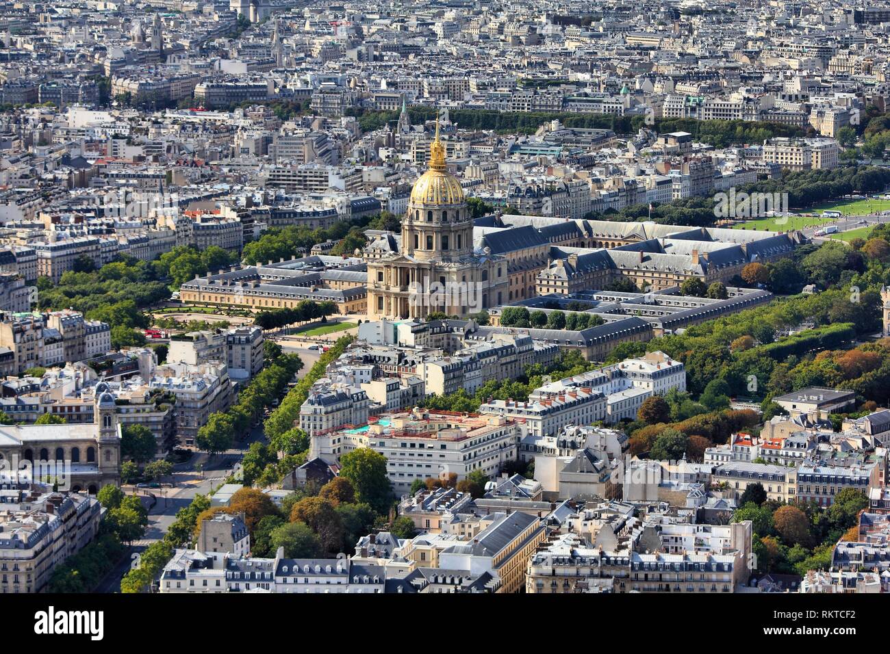 Paris, France - aerial city view with Invalides Palace and Pantheon ...