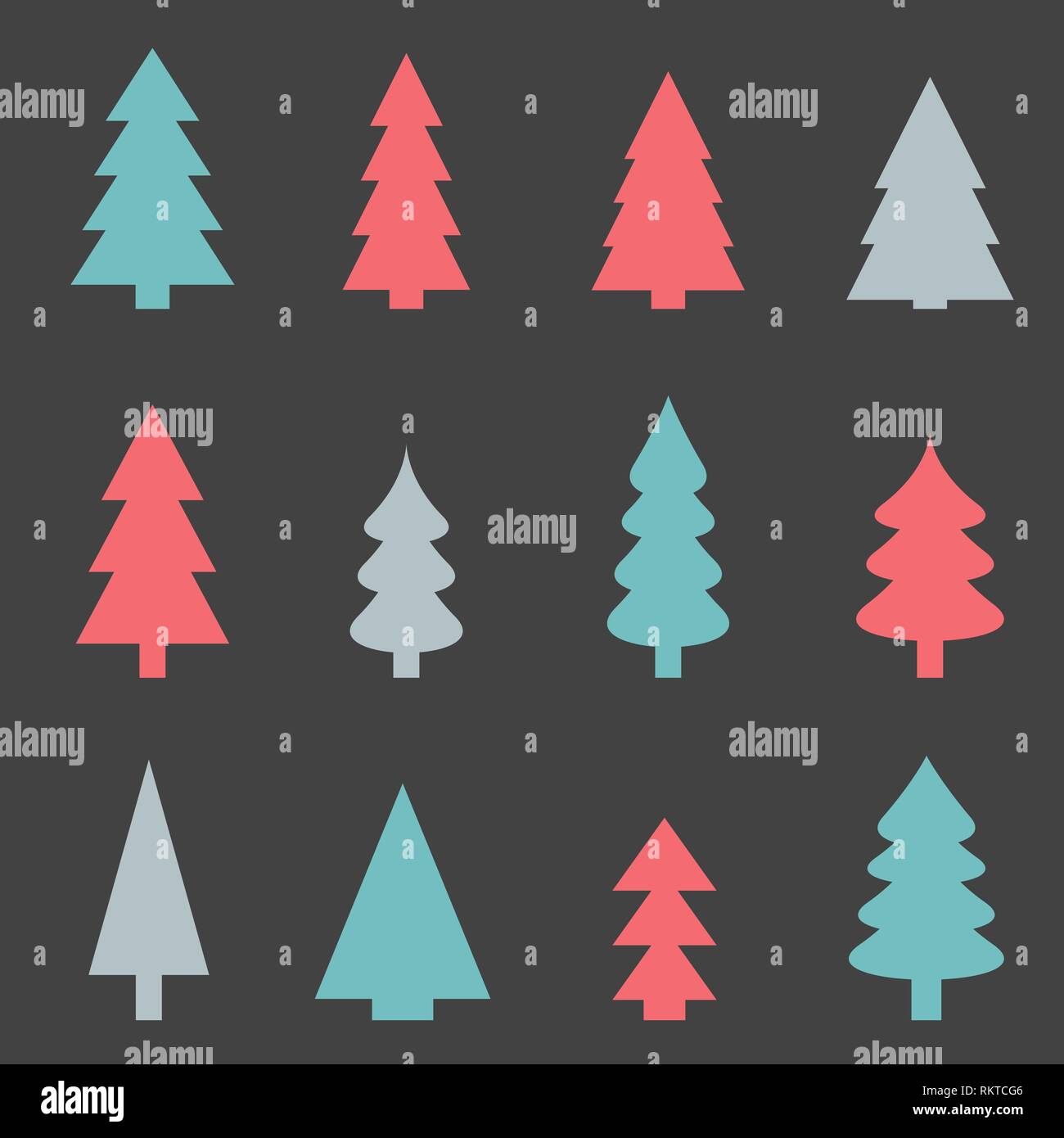 Christmas tree icon set. Christmas tree shapes vector graphics Stock ...