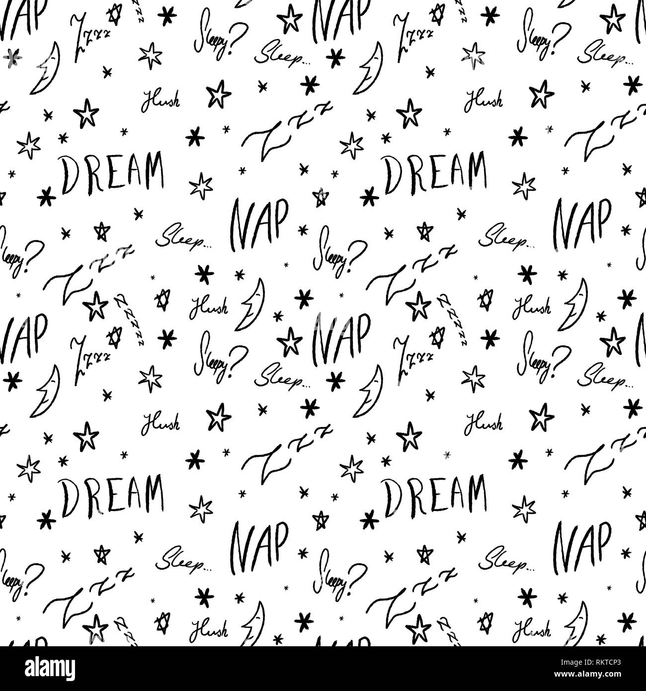 Bedsheets design pattern. Sleepy doodle - sleep time vector texture ...