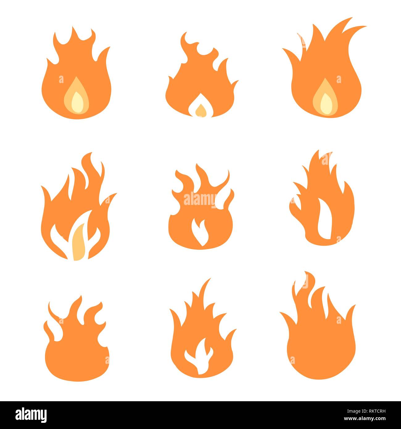 Fire icon set - vector fires design element collection Stock Vector ...