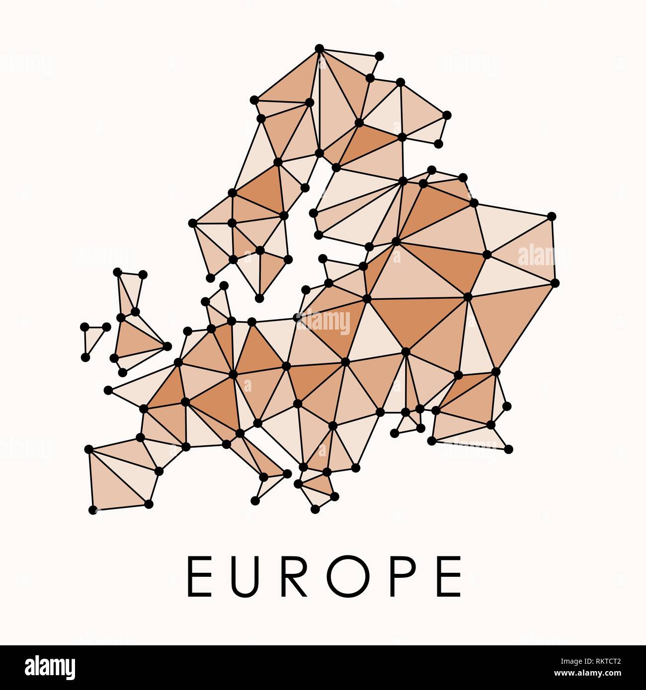 Europe connected low-poly map vector - modern geometric style ...