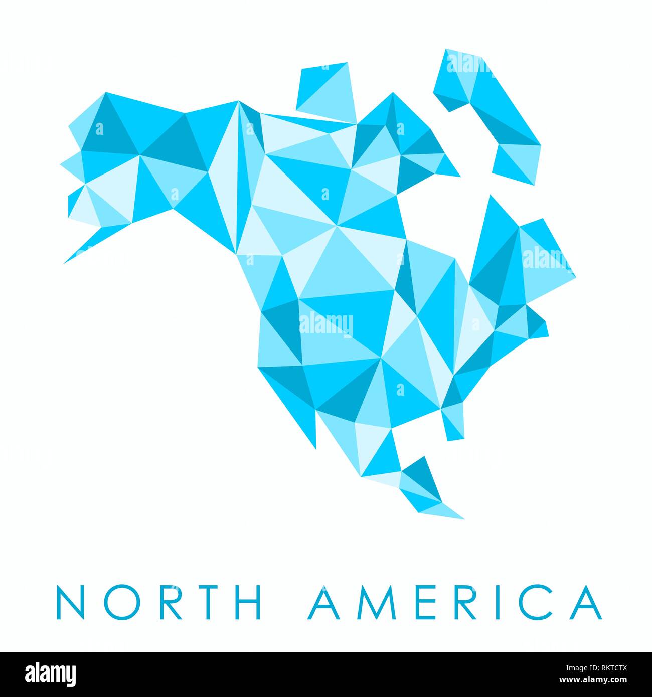 Blue map of North America. Low-poly style triangles Stock Vector Image ...