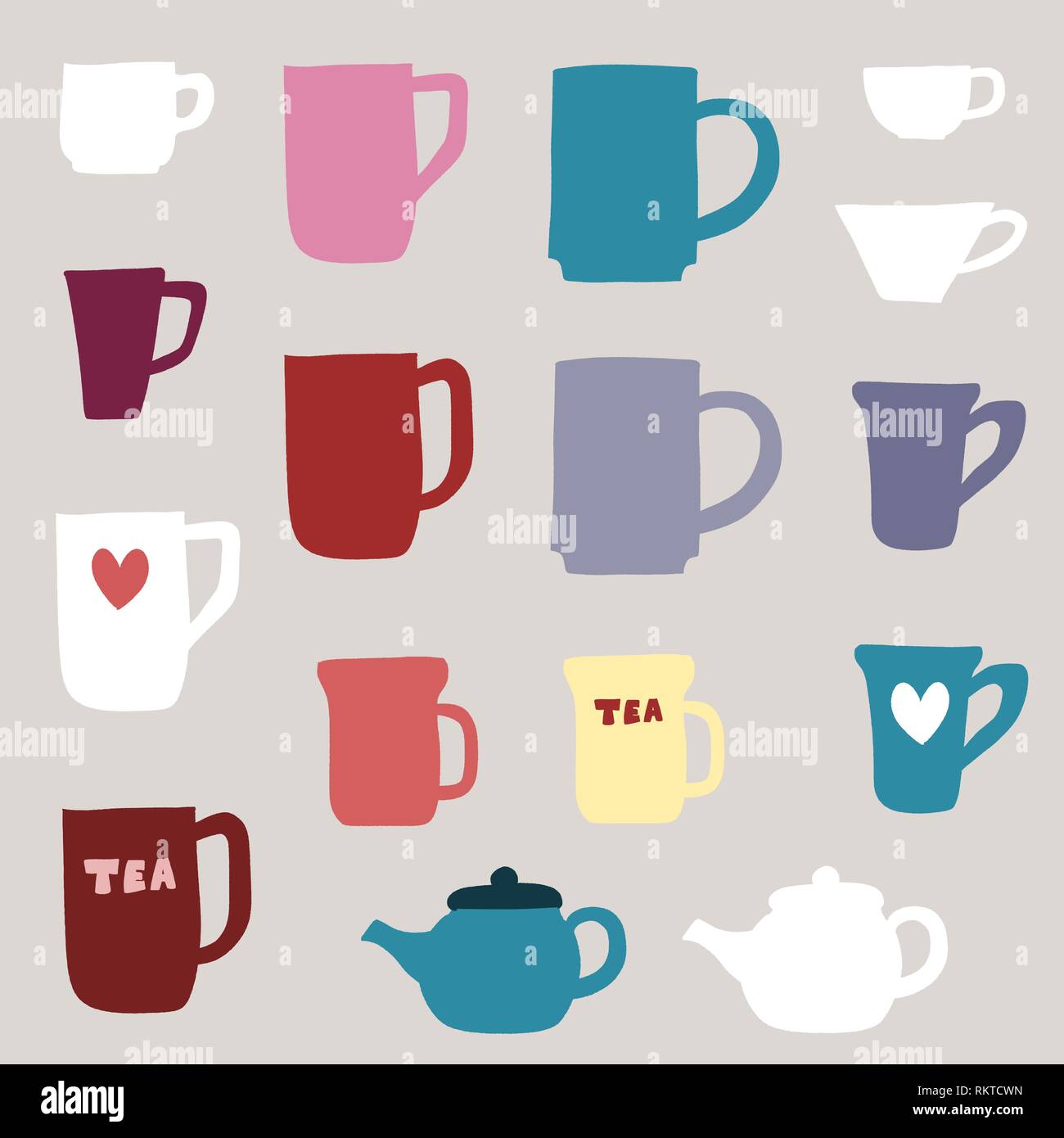 Coffee cups and tea mugs - vector object set Stock Vector Image & Art ...