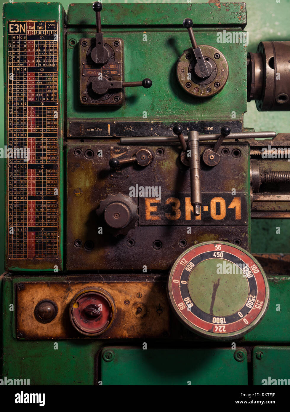 control panel of vintage metal processing machine Stock Photo - Alamy