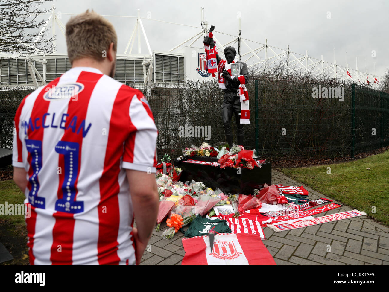 Tributes at Britannia Stadium, home of Stoke City in memory of England ...