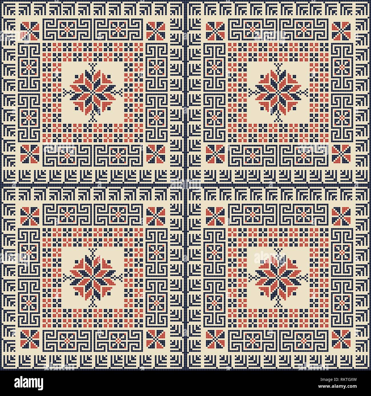Seamless pattern design with traditional Palestinian embroidery motif ...