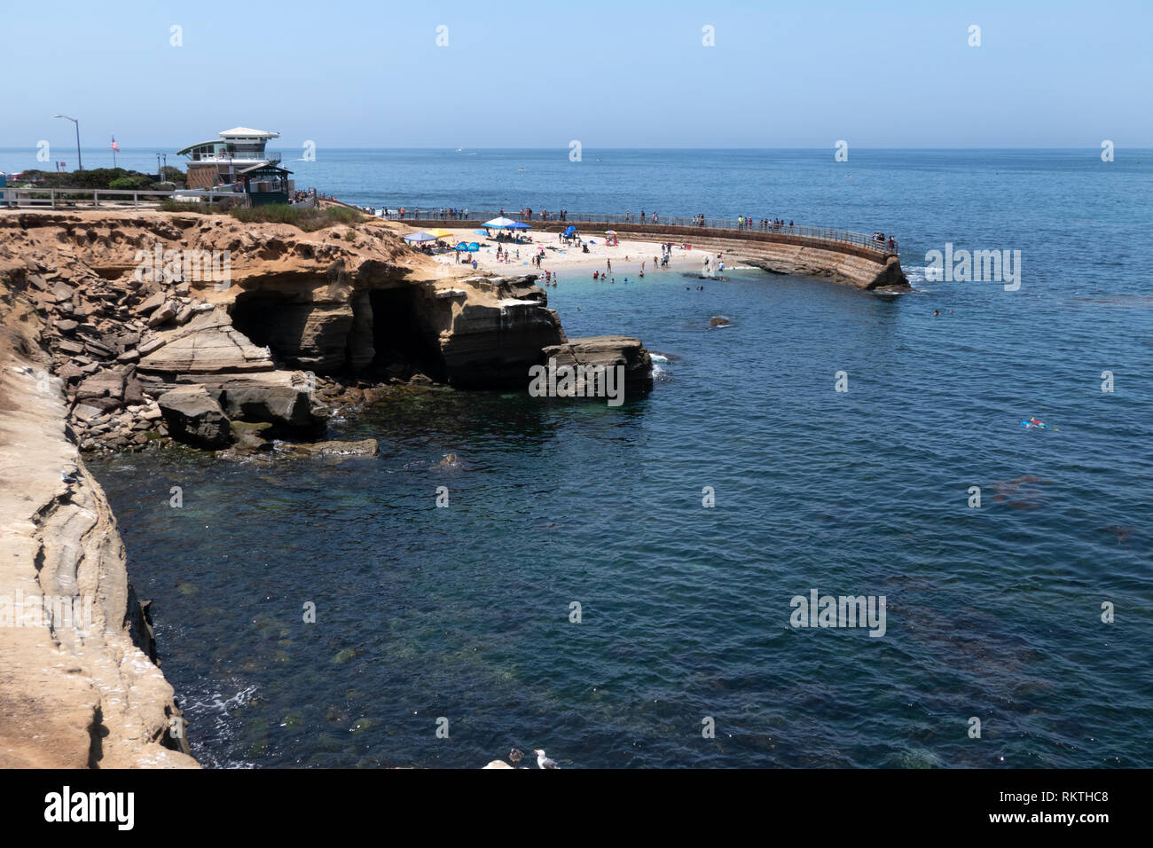 View of Children's Pool Beach in La Jolla near San Diego, California ...