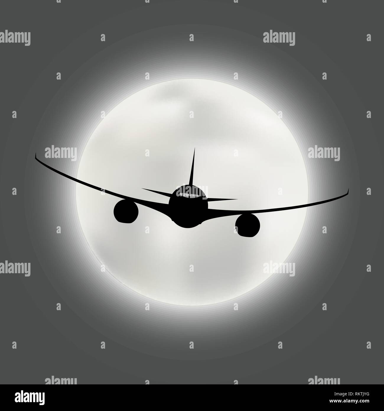 Plane on full moon background Stock Vector Images - Alamy
